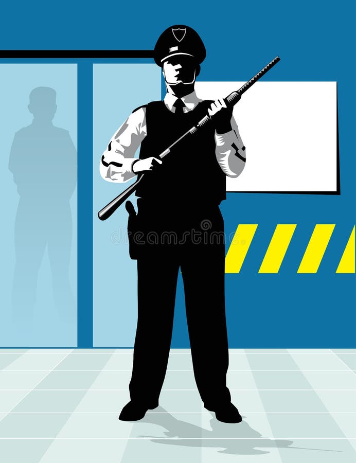 Security guard shotgun stock vector. Illustration of armored - 21155459