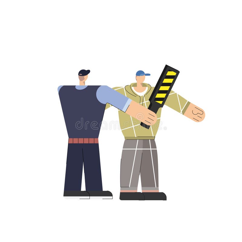 Security Guard Staff Using Hand Held Body Scanner To Search for ...