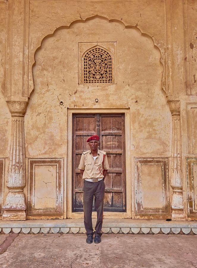 A Security Guard is Standing Behind a Gate of Fort Editorial Stock ...