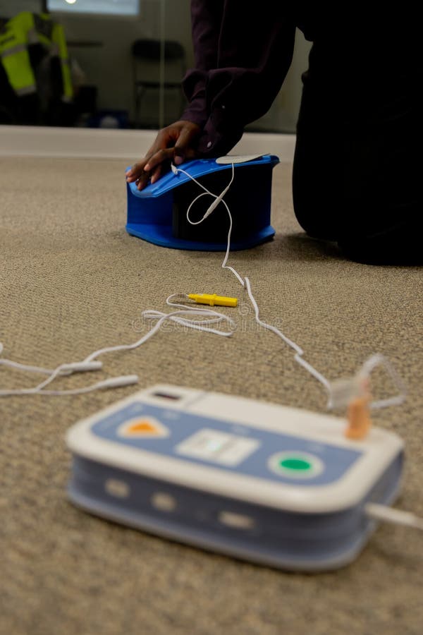 Security Guard Training for CPR First Aid with the AED. Stock Photo ...