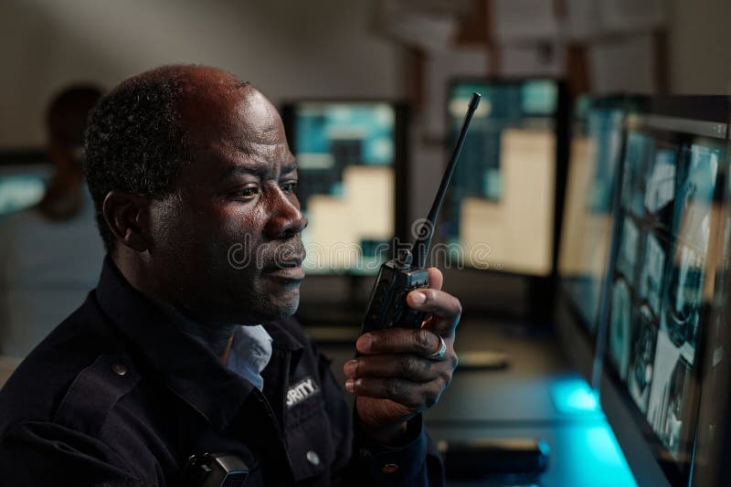 Security Guard with Transceiver Stock Image - Image of notify ...