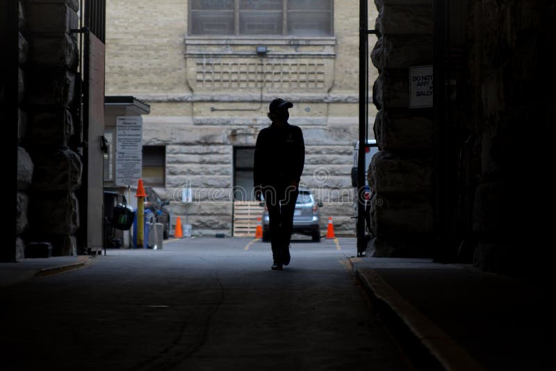 Security Guard in Uniform Patrolling Residential Area Stock Photo ...