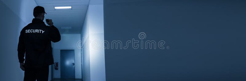 Security Guard Uniform Using Flashlight at Night Stock Photo - Image of ...