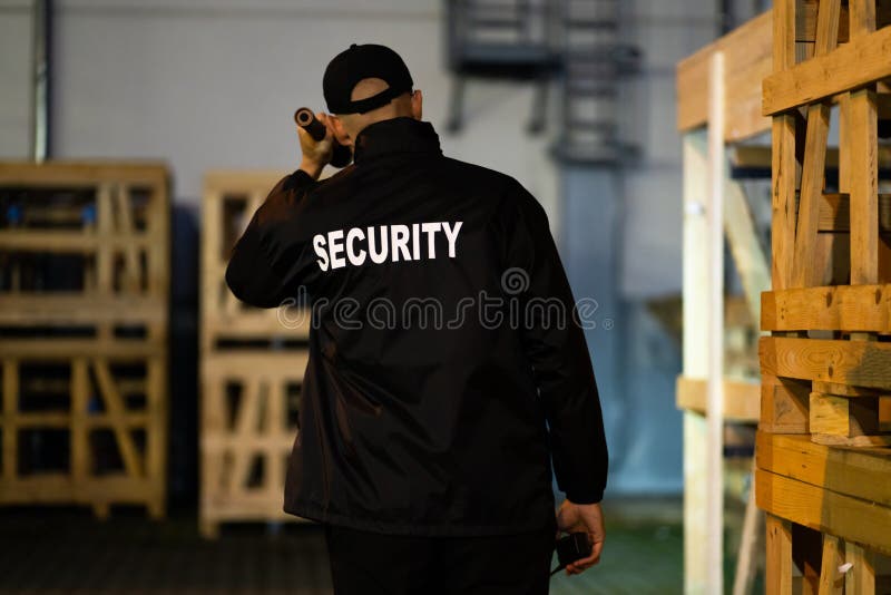 Security Guard Walking Building Perimeter Stock Photo - Image of ...
