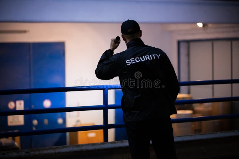 Security Guard Walking Building Perimeter Stock Image - Image of ...