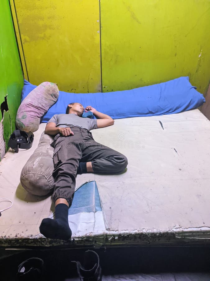 A Security Guard Was Taking a Nap Stock Photo - Image of security ...