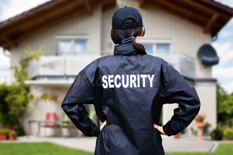 Security Guard Watching House Property Stock Photo - Image of female ...