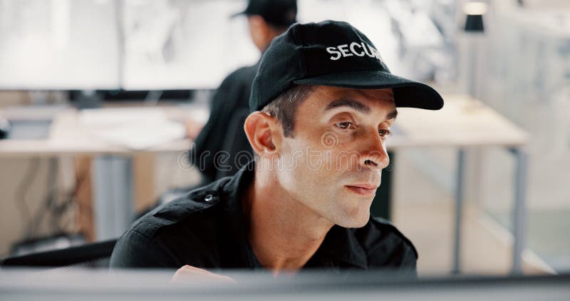 Security Guard, Watching and Man with Computer, Online and Surveillance ...