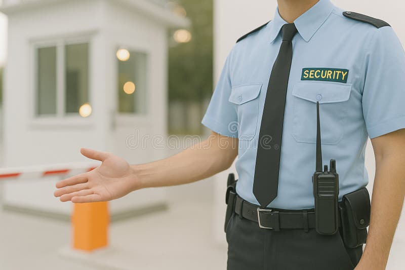 Security Guard Welcoming at Checkpoint Guard Booth Stock Illustration ...