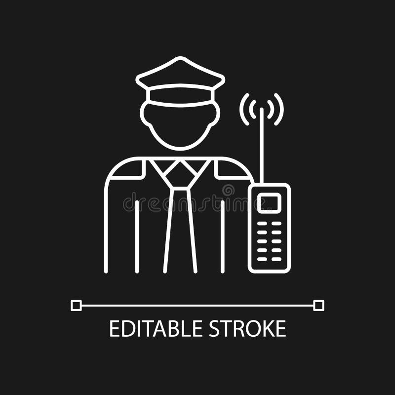 Security Guard White Linear Icon for Dark Theme Stock Vector ...