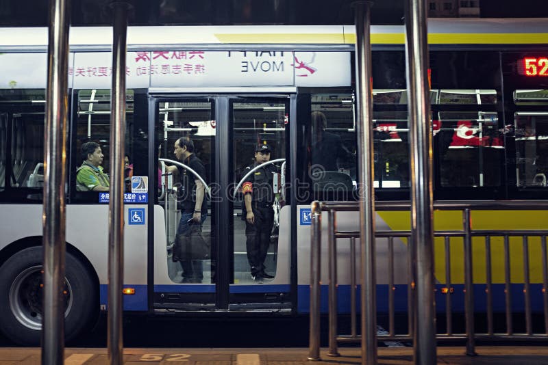 Security Guards on Bus in Beijing Editorial Stock Image - Image of ...