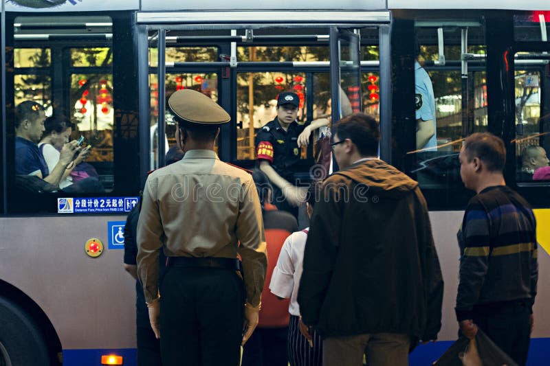 Security Guards on Bus in Beijing Editorial Stock Image - Image of ...