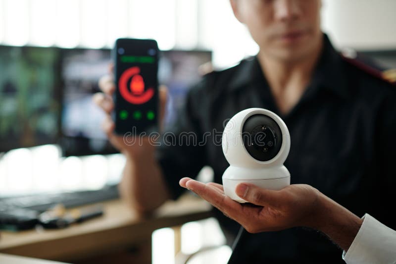 Installing New Surveillance Equipment Stock Image - Image of smartphone ...