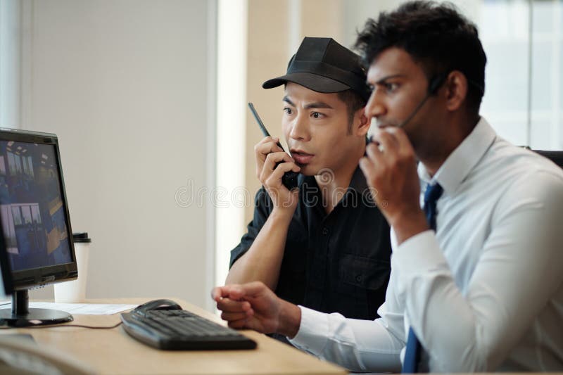 Security Guards Managing Work Stock Image - Image of security, coworker ...