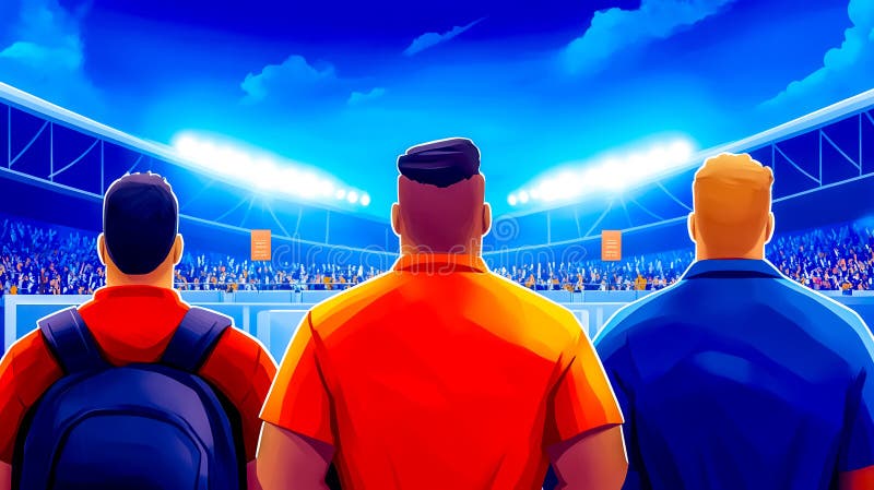 Security Guards Watching Event at Stadium with Crowds Cheering Stock ...