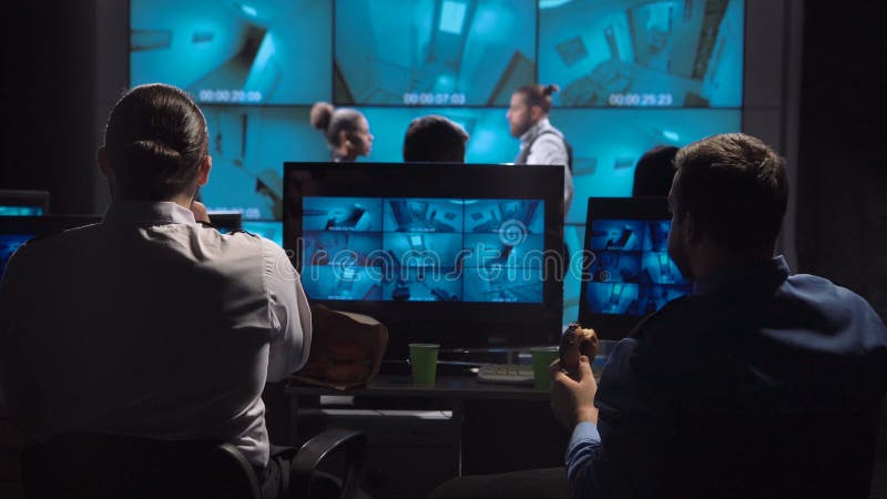 Security Guards Watching the Surveillance Cameras Stock Footage - Video ...