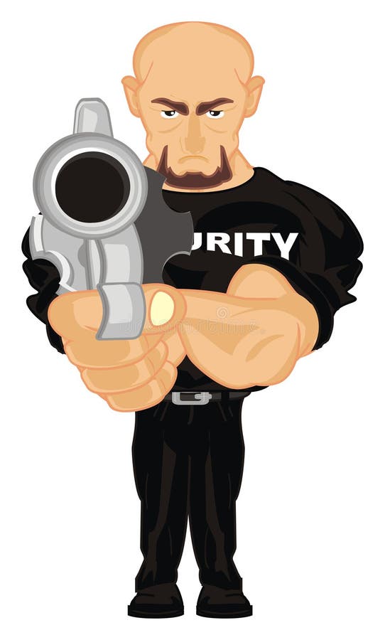 Security with a gun stock illustration. Illustration of stand - 140311438