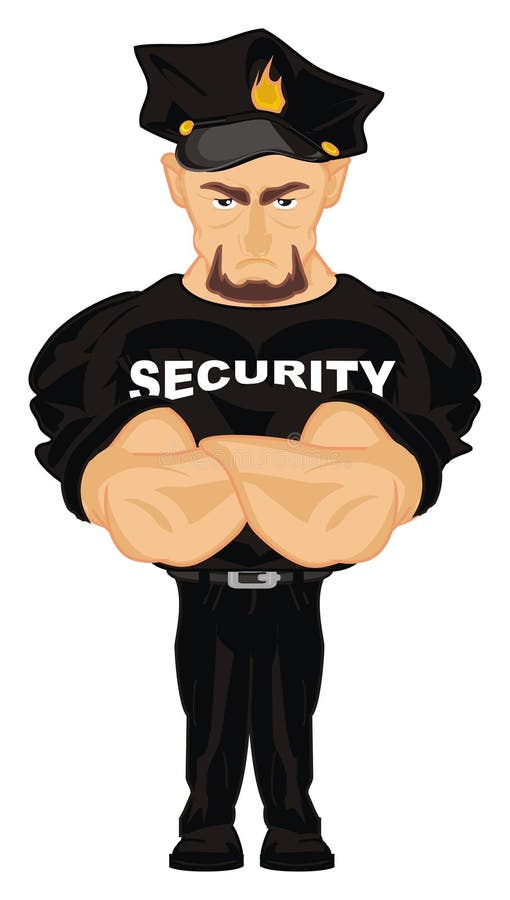 Security in hat at work stock illustration. Illustration of strong ...