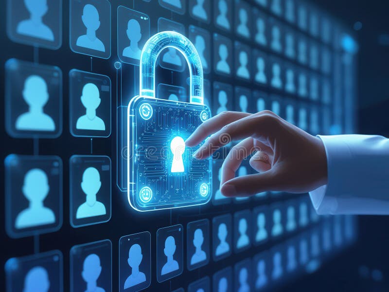 Cyber Secure with Blue Toned Aesthetic Soft Lighting and High Tech ...