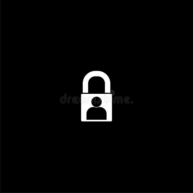 Security Human Lock Icon Isolated on Dark Background Stock Illustration ...