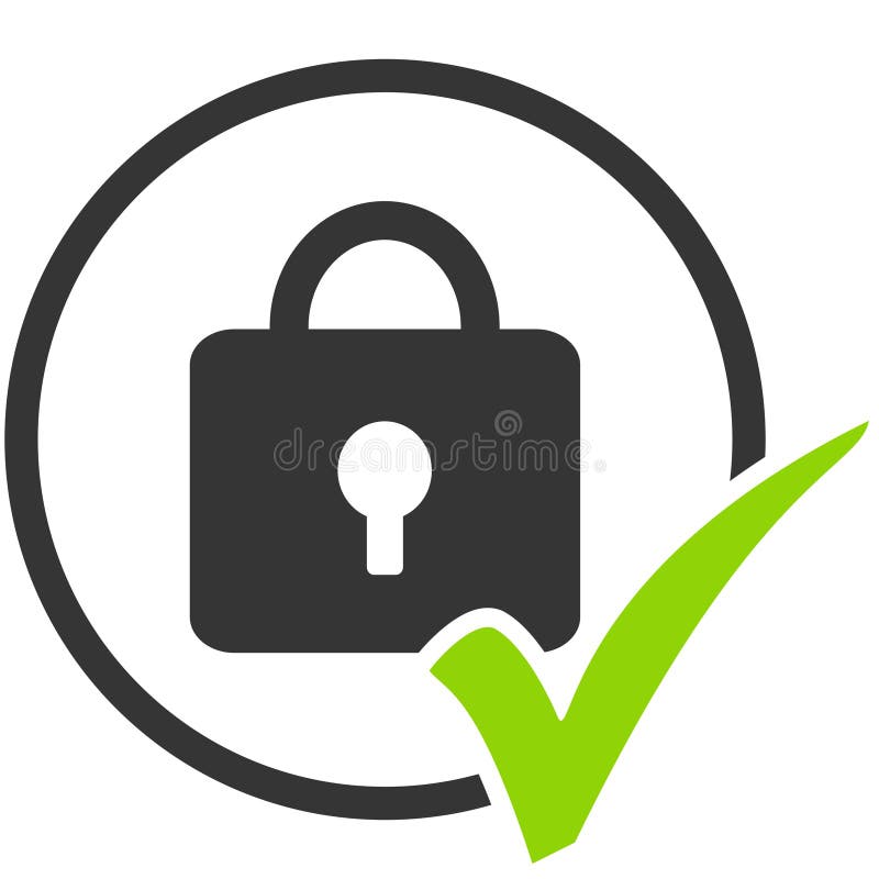 Security Icon in Circle with Green Tick Stock Illustration ...