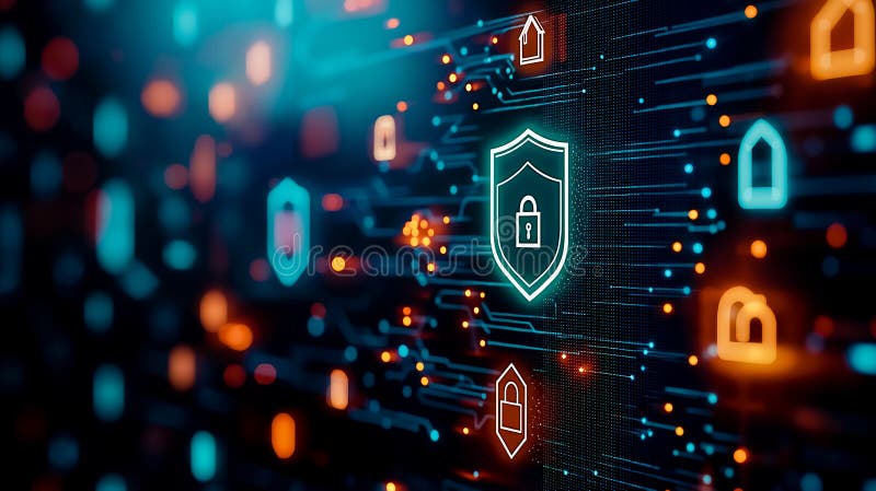 A Security Icon on a Circuit Board with a Padlock on it Stock Photo ...