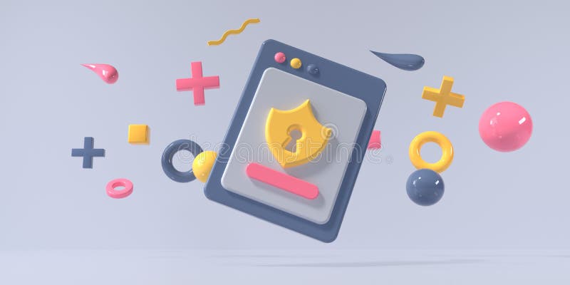 Security Icon with Geometric Shapes - 3D Stock Illustration ...