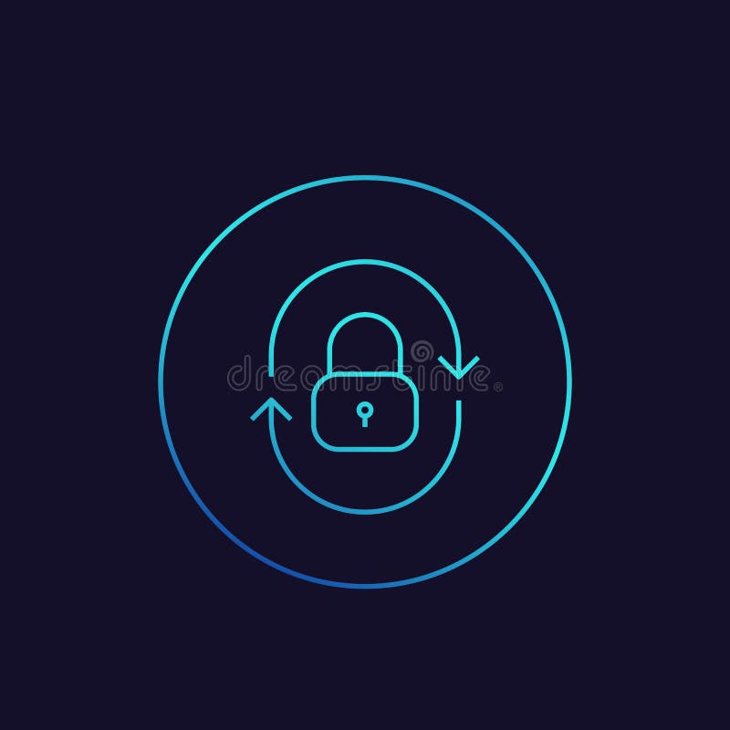 Security Icon with Lock and Arrows, Linear Stock Vector - Illustration ...