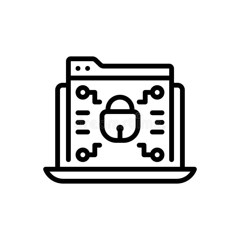 Black Line Icon for Security, Safety and Cyber Stock Vector ...