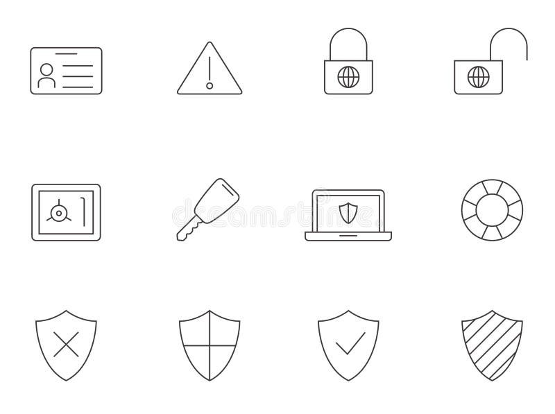Outline Icons - Internet Security Stock Vector - Illustration of ...