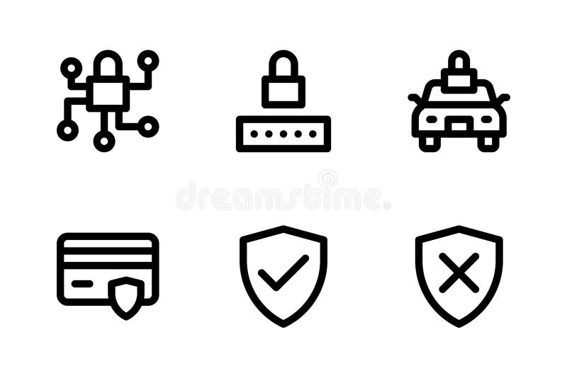 Icons of Cyber Security, Password, Car Lock, Payment Security, Safe ...