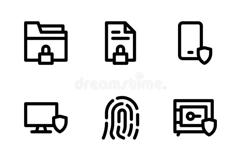 Icons of Folder Security, File Security, Smartphone Security, Computer ...