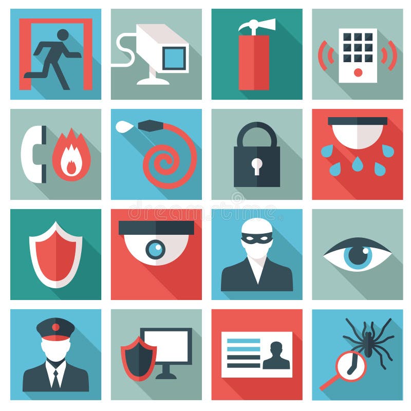 Security Icons- Flat Design Stock Vector - Illustration of permit ...