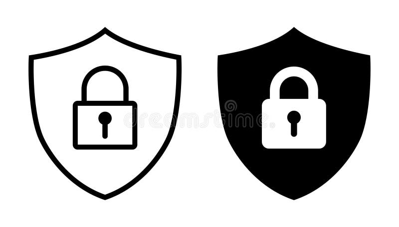 Security Icon Set, Security Icon with Shield and Lock Sign Stock Vector ...