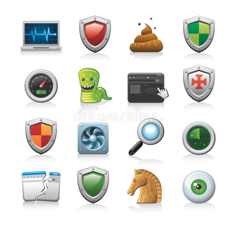 Computer security icon set stock vector. Illustration of chain - 14544127