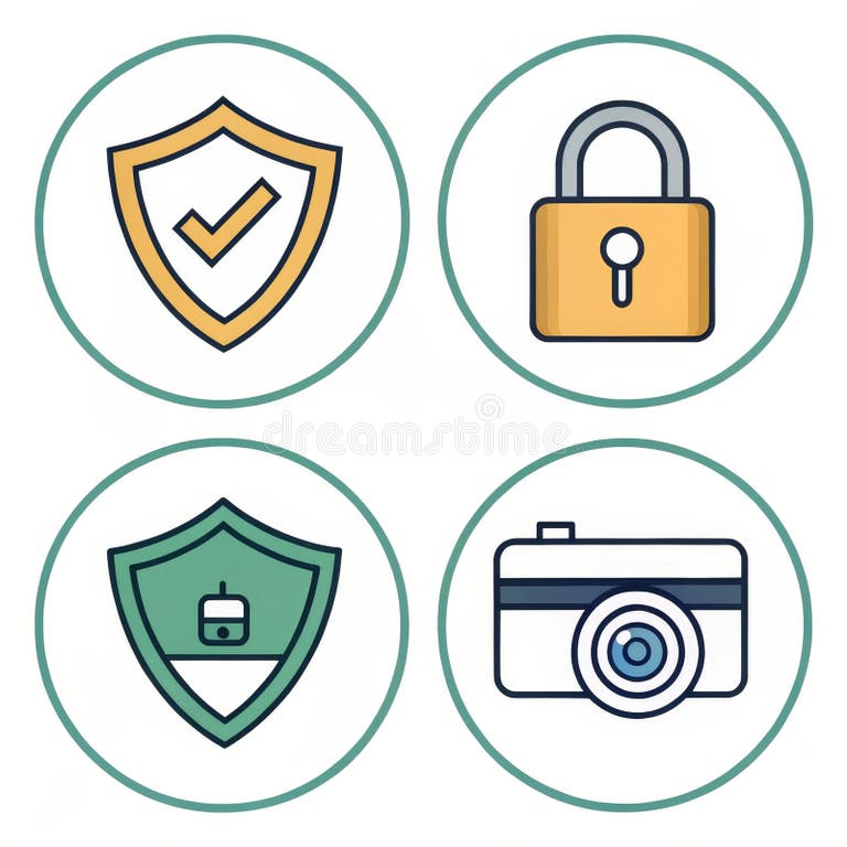 Security Icons 4 Flat Design Elements, Isolated on White Background, Security, Icon Stock ...