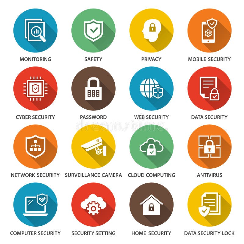 Security Icons for Graphic and Web Design Stock Illustration ...