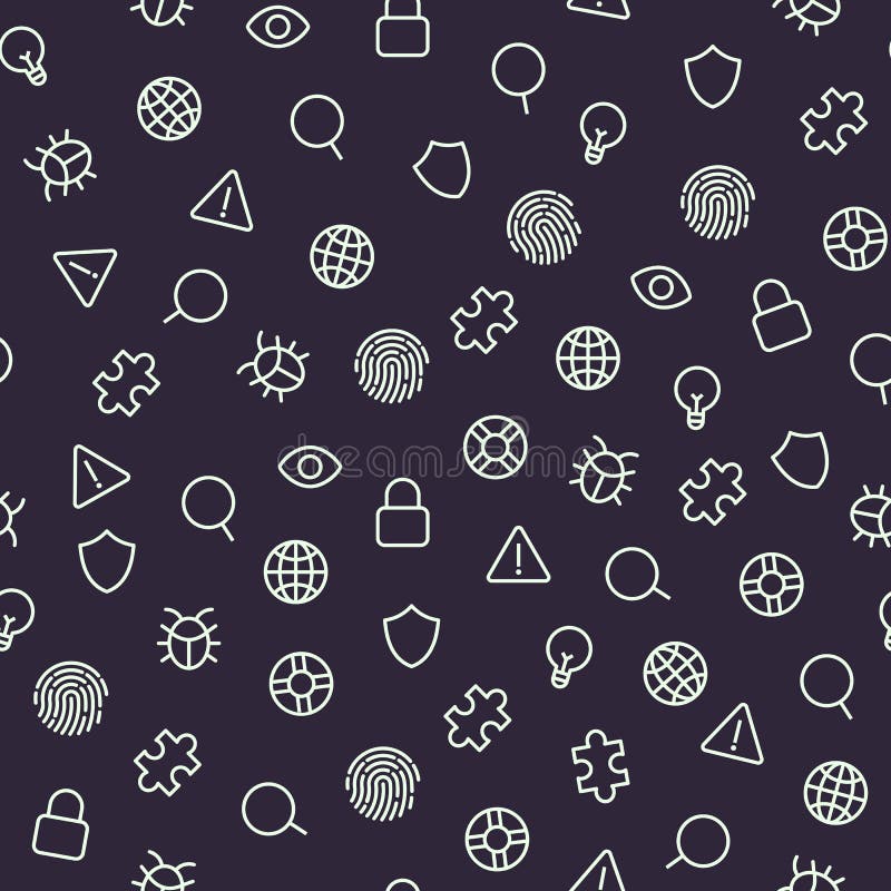 Icons Seamless Pattern in Black and White Stock Illustration ...