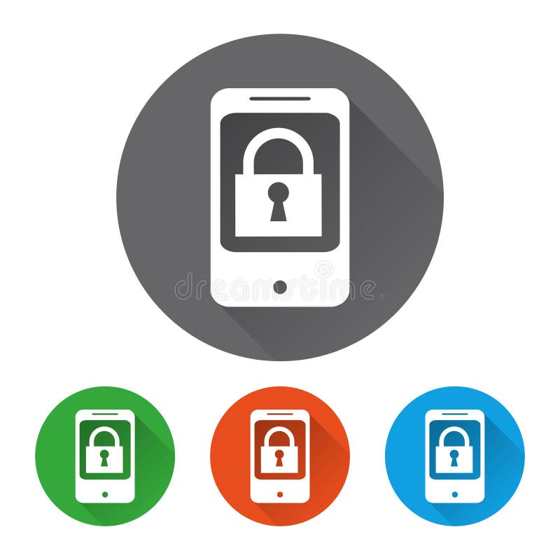 Security Icons Set with Phone Stock Vector - Illustration of grey ...