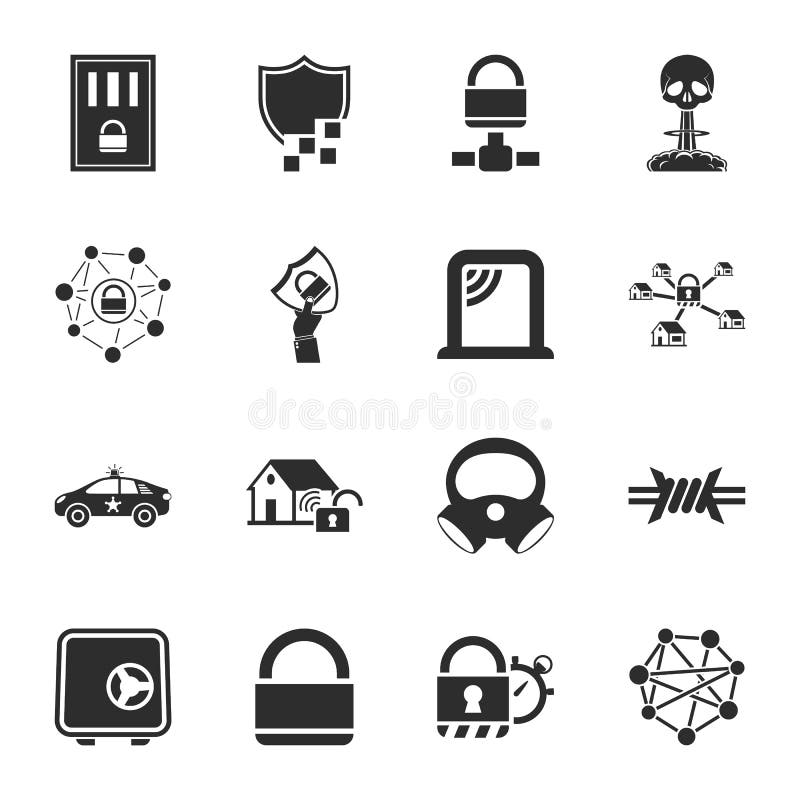 Security 16 Icons Universal Set for Web and Mobile Stock Vector ...
