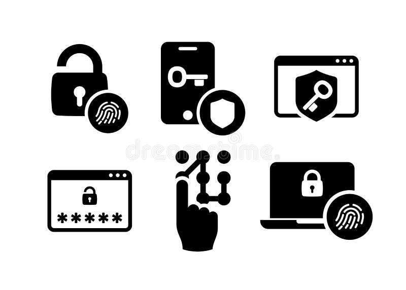 Authentication Icons Set 01 in Black and White Stock Vector ... Authentication Icons Set 01 in Black and White Stock Vector ...