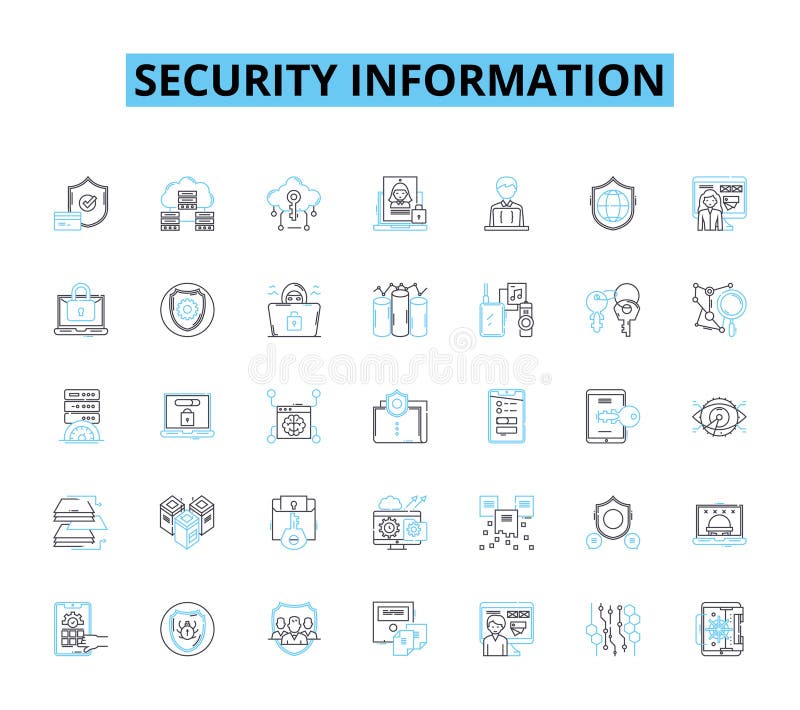 Security Information Linear Icons Set. Encryption, Authentication ...