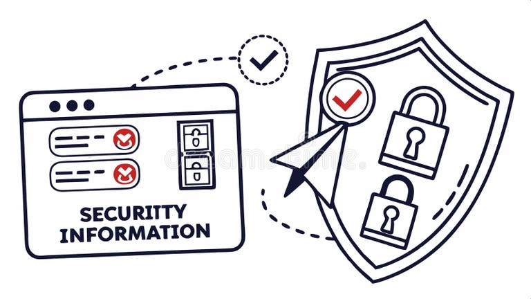 Security Information on Screen with Shield, Data Privacy, Info ...
