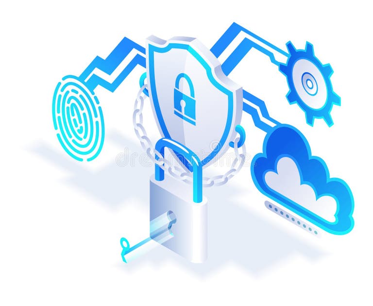 Security Isometric. Shield Icon, Future Technology for Verification ...
