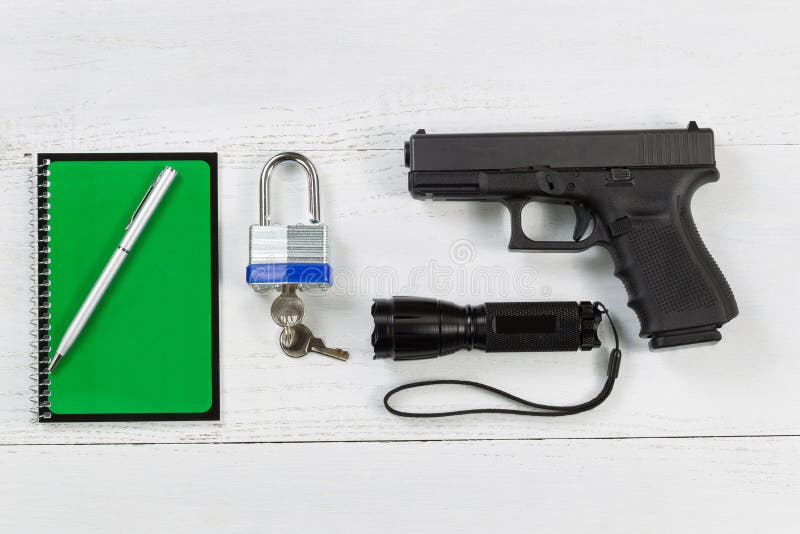 Security Items Placed on Desktop Stock Image - Image of view, paper ...