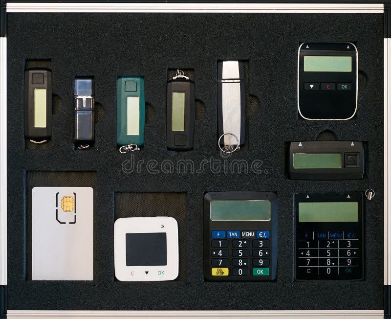 Security Key Flash Stick and Other Banking Security System Set Stock ...