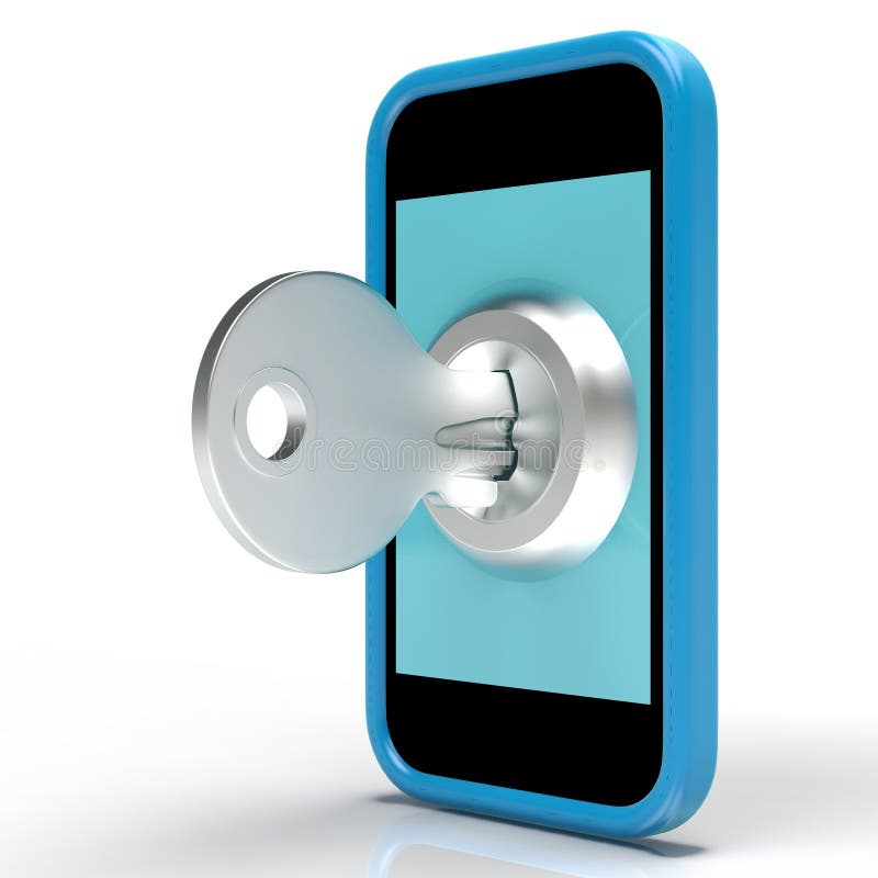 Security Key on Mobile Shows Secured and Privacy Stock Illustration ...