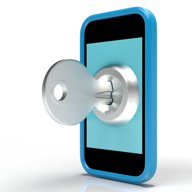 Security Key on Mobile Shows Secured and Privacy Stock Photo - Image of ...
