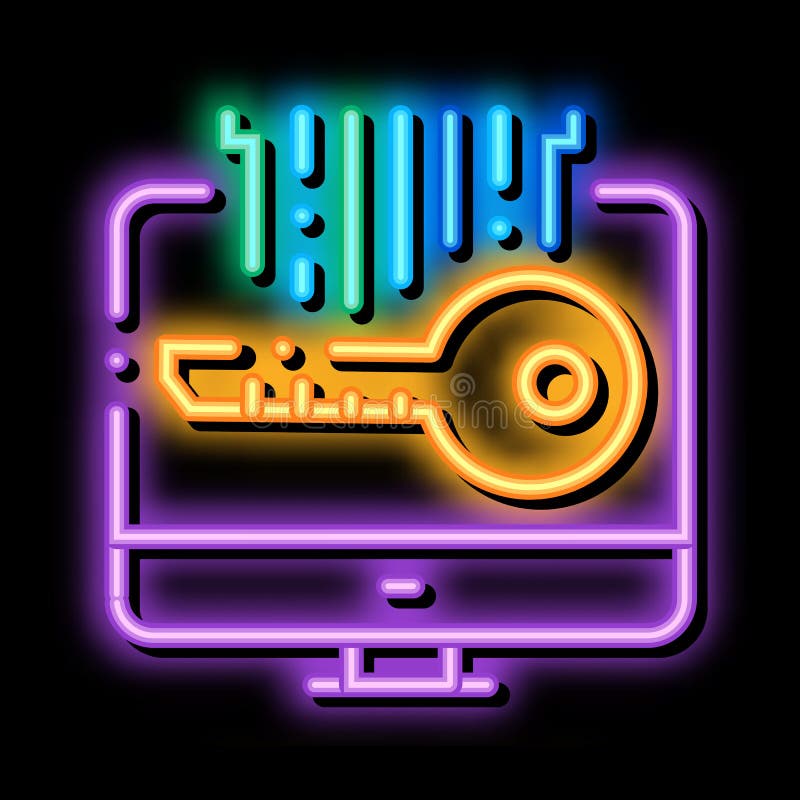 Security Key Neon Glow Icon Illustration Stock Vector - Illustration of ...