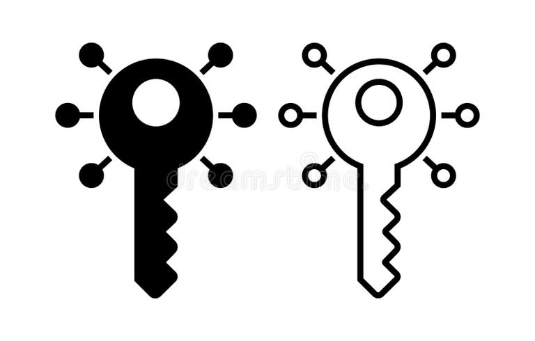 Security Key with Network Nodes Encryption Stock Illustration ...